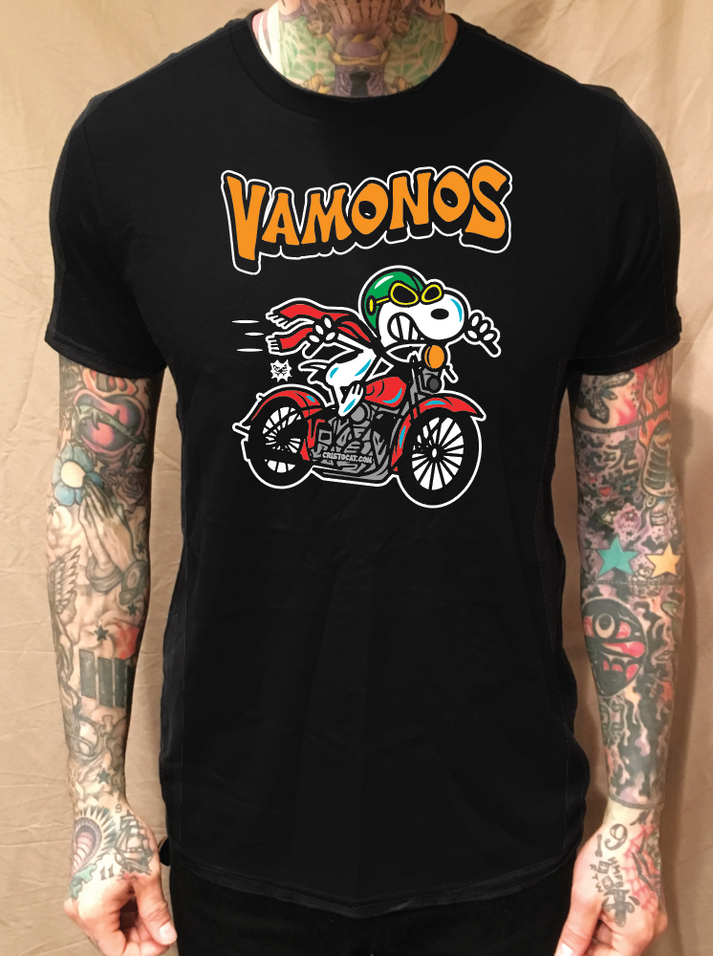 SNOOPY VAMONOS BLACK T-SHIRT | cristocatofficial